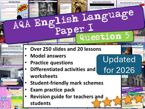 Aqa English Language Paper 1 Q5 Teaching Resources