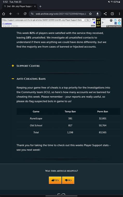 Jagex Used To Publish Weekly Player Support Stats Including Bans Tickets Etc R 2007scape