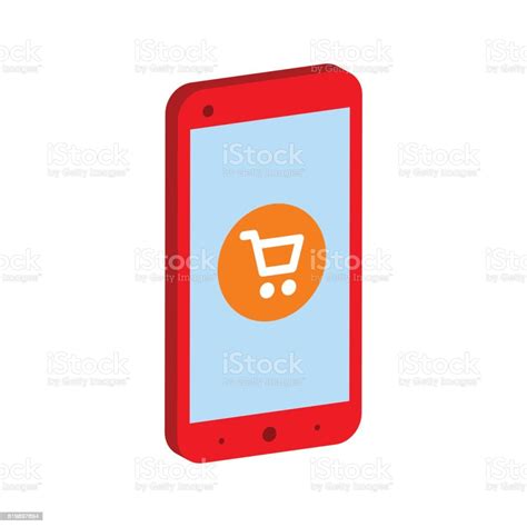 쇼핑 카트 쇼핑 개념 기호 모바일 스마트폰 평면 아이소메트릭 아이콘입니다 웹 디자인 Ui 모바일 애플 리 케이 션 Infographic 위한 3d 스타일 그림 3차원 형태에