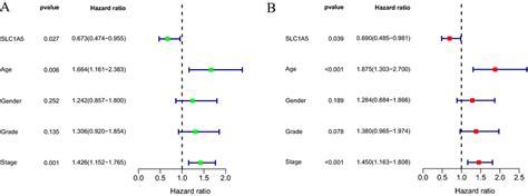 forest plot showing univariate a and multivariate regression analysis