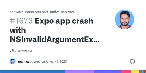 Expo App Crash With Nsinvalidargumentexception When Try Restart App
