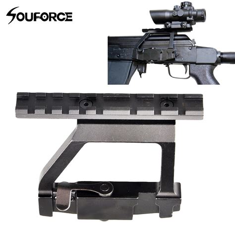 Metal Top Rail Mount Ak47 Ak74 Saiga Rifle Airsoft Side Rail Lock Scope Mount Qd For 20mm