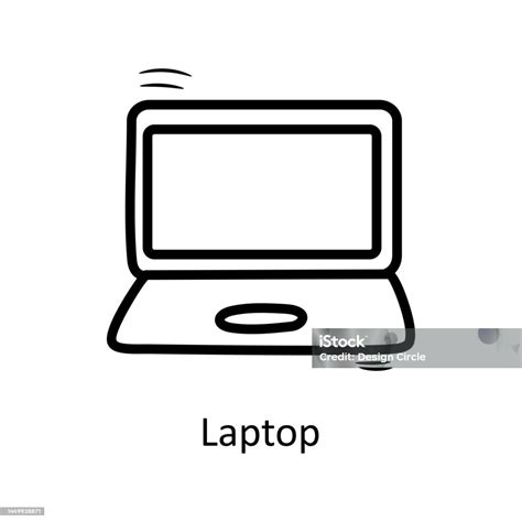 노트북 벡터 개요 아이콘 디자인 그림입니다 흰색 배경에 엔터테인먼트 기호 Eps 10 파일 Lcd에 대한 스톡 벡터 아트 및 기타 이미지 Istock