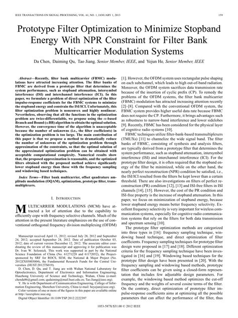 Pdf Novel Prototype Filter Design For Fbmc Based Cognitive Radio