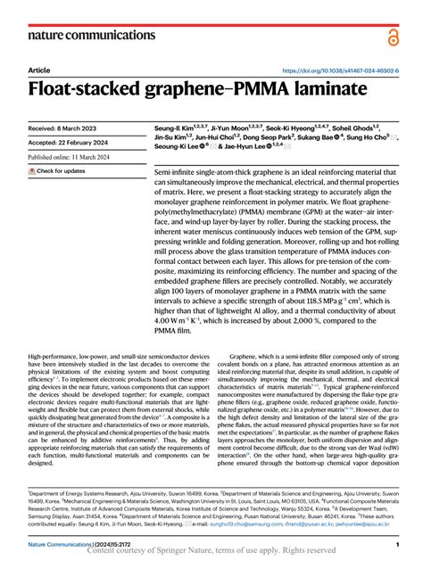 PDF Float Stacked GraphenePMMA Laminate