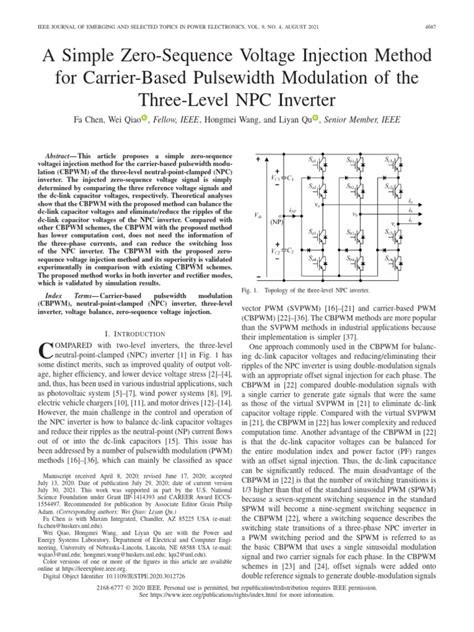 A Simple Zero Sequence Voltage Injection Method For Carrier Based