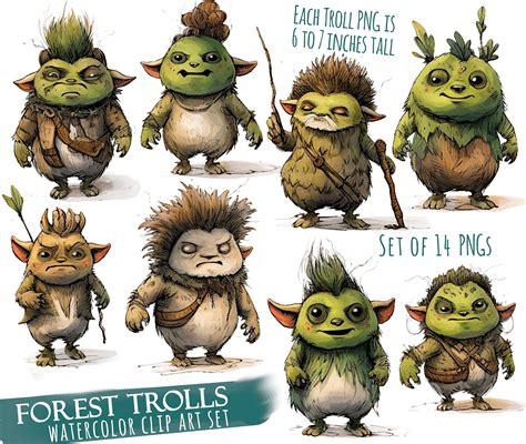 Forest Trolls Clip Art Set Of 14 Funny Troll Pngs Printable Forest