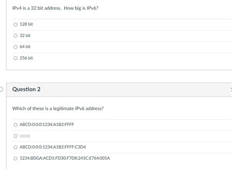 Solved Ipv4 Is A 32 Bit Address How Big Is Ipv6 128 Bit 32