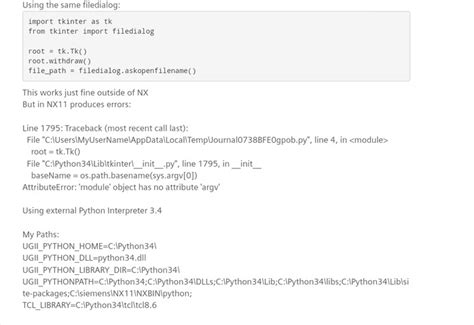 Problem Showing Tk Filedialog Using Python In Nx 10