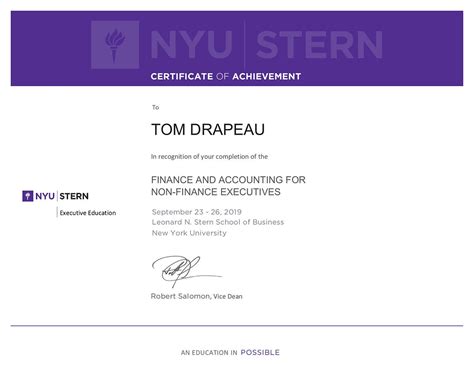 Nyu Stern Certificates For 850 Degreeinfo