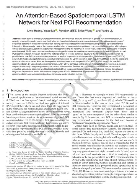 Pdf An Attention Based Spatiotemporal Lstm Network For Next Poi Recommendation