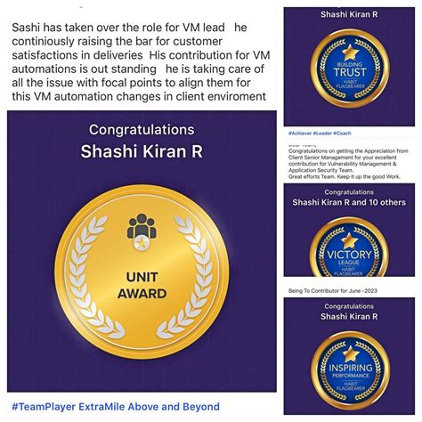 Shashi Kiran On Linkedin Sharing Glimpse Of Recognitions Received Thank You Wipro Dhanraj