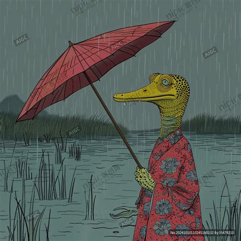 Ai创作图撑伞插画 蝾螈插画 下雨创意插画 雨衣插画设计 个性潮流鳄鱼卡通 雨衣插画 雨中撑伞的女孩 打伞的人物 雨中撑伞的人 穿风衣的青蛙头像 雨天插画 拿伞的旗袍女孩 湖边打伞美女 女孩给