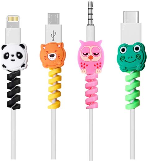 Oncro® Pack Of 4 Cute Cartoon Cable Protectors With Creative Animal