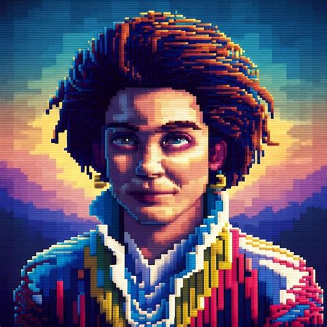 Pixel Art Design Portrait Bitmap Premium AI Generated Image