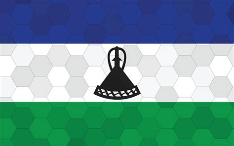 레소토 플래그 일러스트레이션 추상 육각 형 배경 벡터와 미래 Basotho 플래그 그래픽 레소토 국기는 독립을 상징한다 0명에 대한 스톡 벡터 아트 및 기타 이미지 Istock