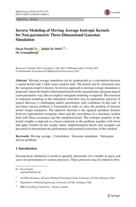 Pdf Inverse Modeling Of Moving Average Isotropic Kernels For Non Parametric Three Dimensional