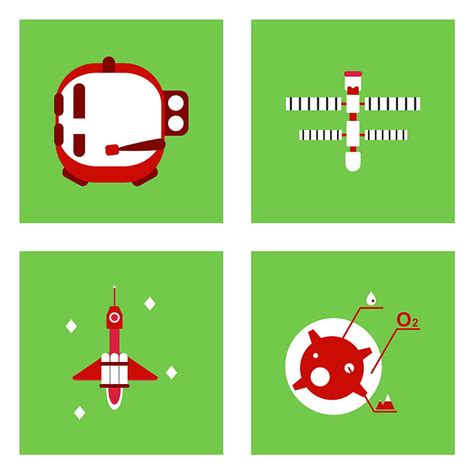 컬러 배경 벡터에 아이콘 공간 장비 세트 Ai Eps Uidownload