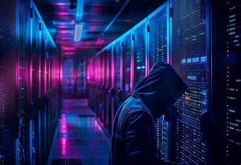 Premium Photo Photo Portrait Of Hacker Background With Gloves And Laptop