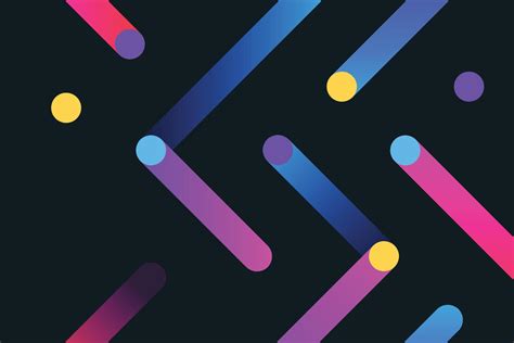 Abstract Decorative Dynamic Vivid Rounded Line Shapes And Dots On Black