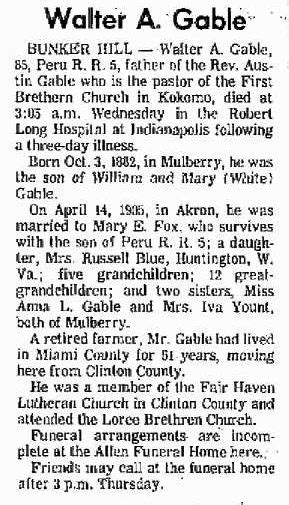 Walter Addison Gable 1882 1967 Find A Grave Memorial