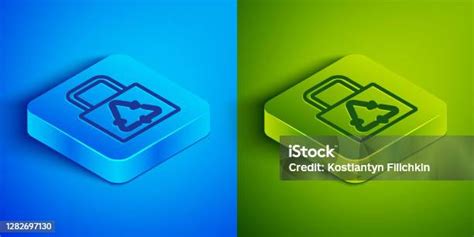 파란색과 녹색 배경에 분리 된 재활용 아이콘이있는 등색 라인 종이 쇼핑 백 재활용 기호가 있는 가방 정사각형 버튼입니다 벡터 가방에 대한 스톡 벡터 아트 및 기타 이미지