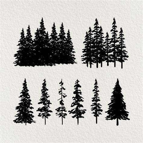 Ink Trees Stamps For Procreate Trees Procreate Stamps Procreate Brushes Foliage Etsy