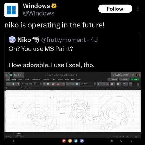 So The Official Windows Twitter Account Replied To My Excel Doodles