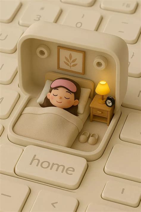 3d Man Sleeping In A Computer Button Neural Network