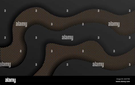 Black Paper Cut Background Abstract Realistic Papercut Decoration Textured With Wavy Layers And
