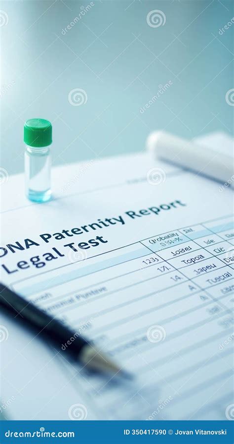 Dna Paternity Test Report Document On A Desk With Laboratory Items