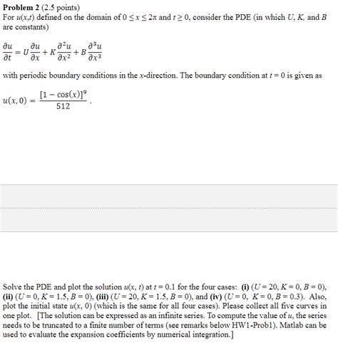 Solved Problem Points For U X T Defined On The Chegg Com