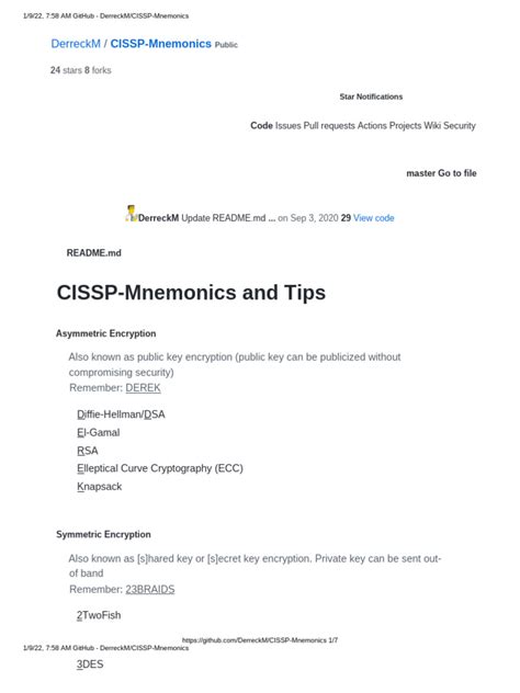 Github Derreckm Cissp Mnemonics Pdf Computer Network Network Topology