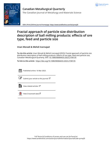 Pdf Fractal Approach Of Particle Size Distribution Description Of