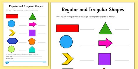Regular And Irregular Shapes Worksheet