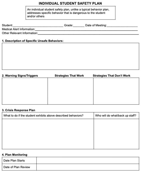 Behavior Safety Plan Template