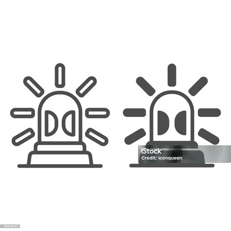 깜박이는 사이렌 램프 라인과 솔리드 아이콘 응급 서비스 개념 벡터 그래픽 흰색 배경에 광 신호 점멸 기호 모바일 또는 웹 디자인을위한 윤곽선 스타일 아이콘 건강관리와 의술에