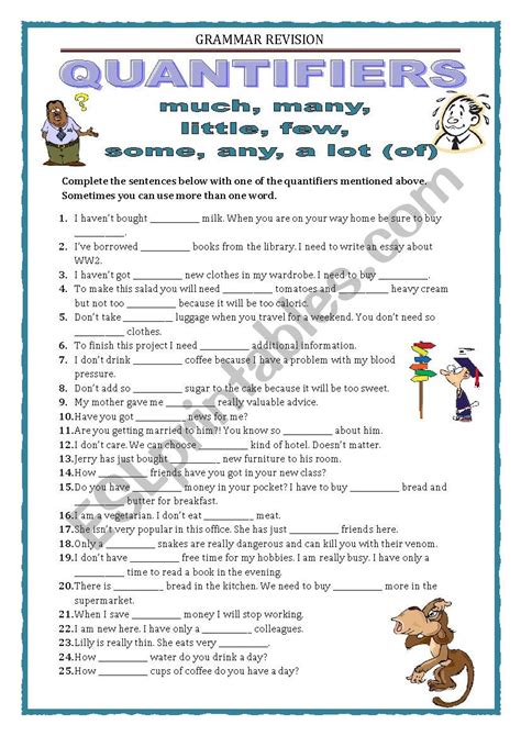 GRAMMAR REVISION QUANTIFIERS ESL Worksheet By Keyeyti