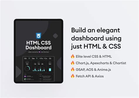 HTML CSS Dashboard Video Course Preview