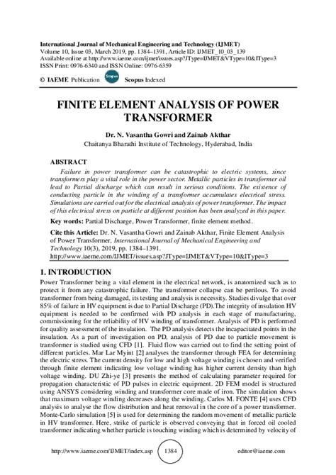 Pdf Finite Element Analysis Of Power Transformer