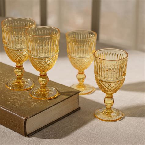 Shop Set Of 4 Brown Diamond Cut Wine Glasses At Best Price Online In India