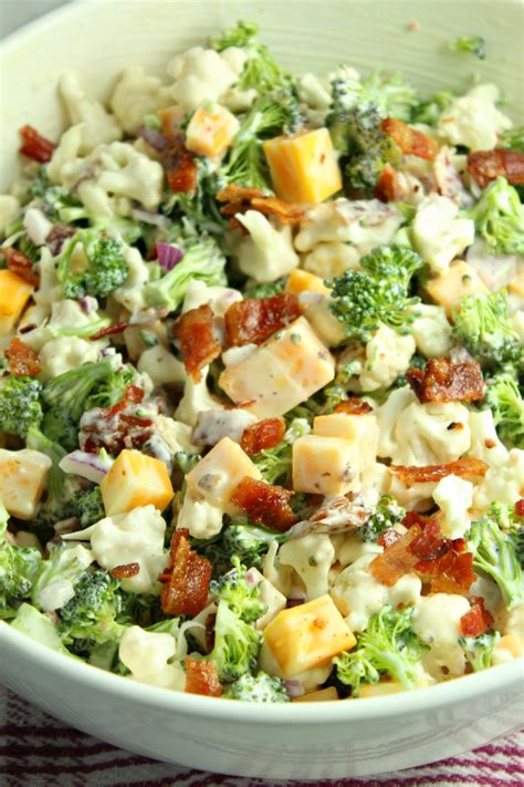 Loaded Broccoli Cauliflower Salad Low Carb My Incredible Recipes Resep Resep Diet