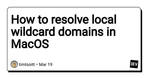 How To Resolve Local Wildcard Domains In Macos Rdevto