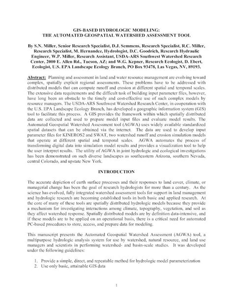 pdf gis based hydrologic modeling the automated geospatial piechota ceg 795 agwa
