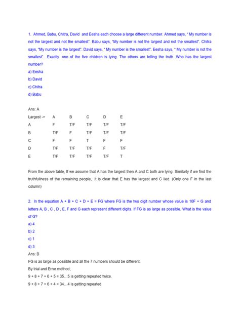 Tcs Latest Pattern Questions With Solutions 10 Pdf Mathematical Objects Applied Mathematics