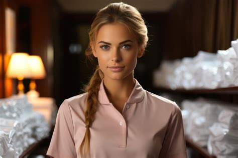 Premium Ai Image Beautyfull Young Girl Hotel Maid