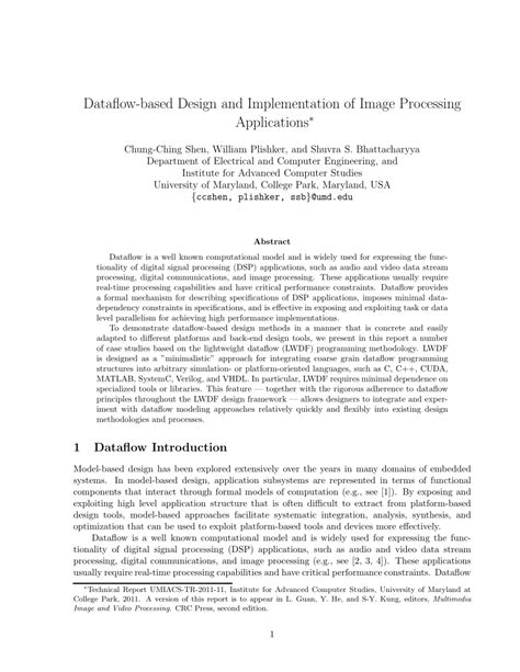 Pdf Dataflow Based Design And Implementation Of Image Processing Applications