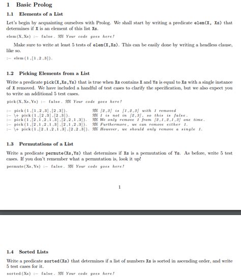 Solved 1 Basic Prolog 11 Elements Of A List Lets Begin By