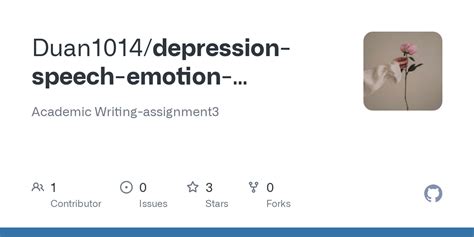 Github Duan Depression Speech Emotion Recognition Academic