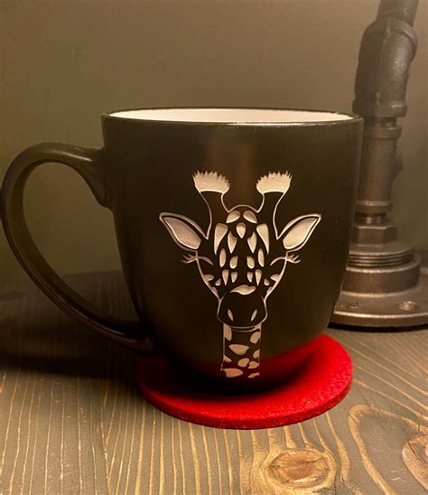 Giraffe Coffee Mug Etched Giraffe Mug Sandblasted Giraffe Etsy